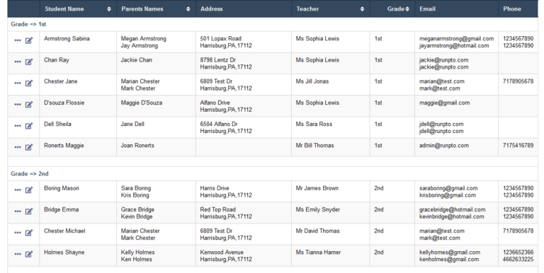 Online Student Directory Software for PTA or PTO or PTSA